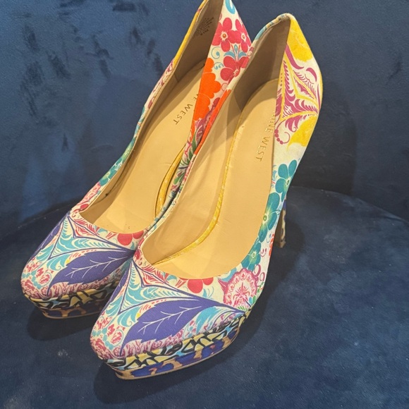 Nine West | Shoes | Nine West Multicolor Platform Stiletto Heels Size ...